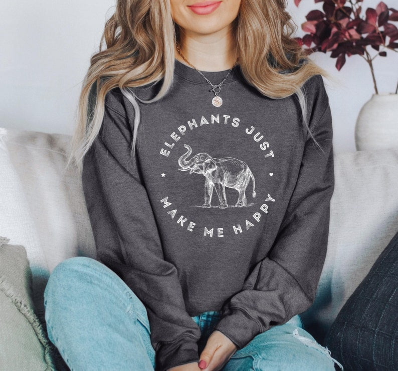 Elephant Love Sweatshirt: Vintage Style Animal Lover Gift, Wild Animal Sweatshirt, Elephants ...