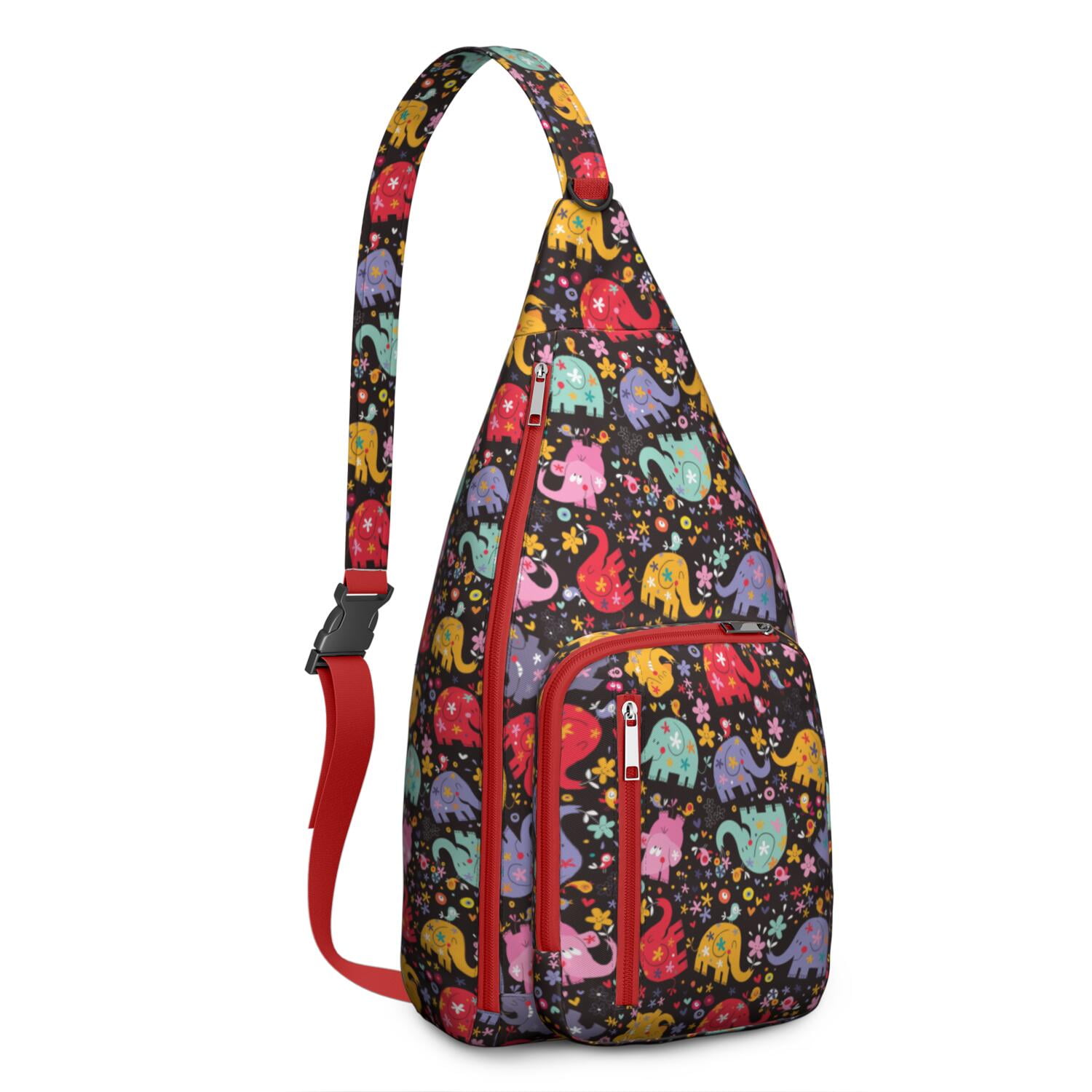 Elephant Lover's Crossbody Bag - Retro Paisley Print Sling Pack ...