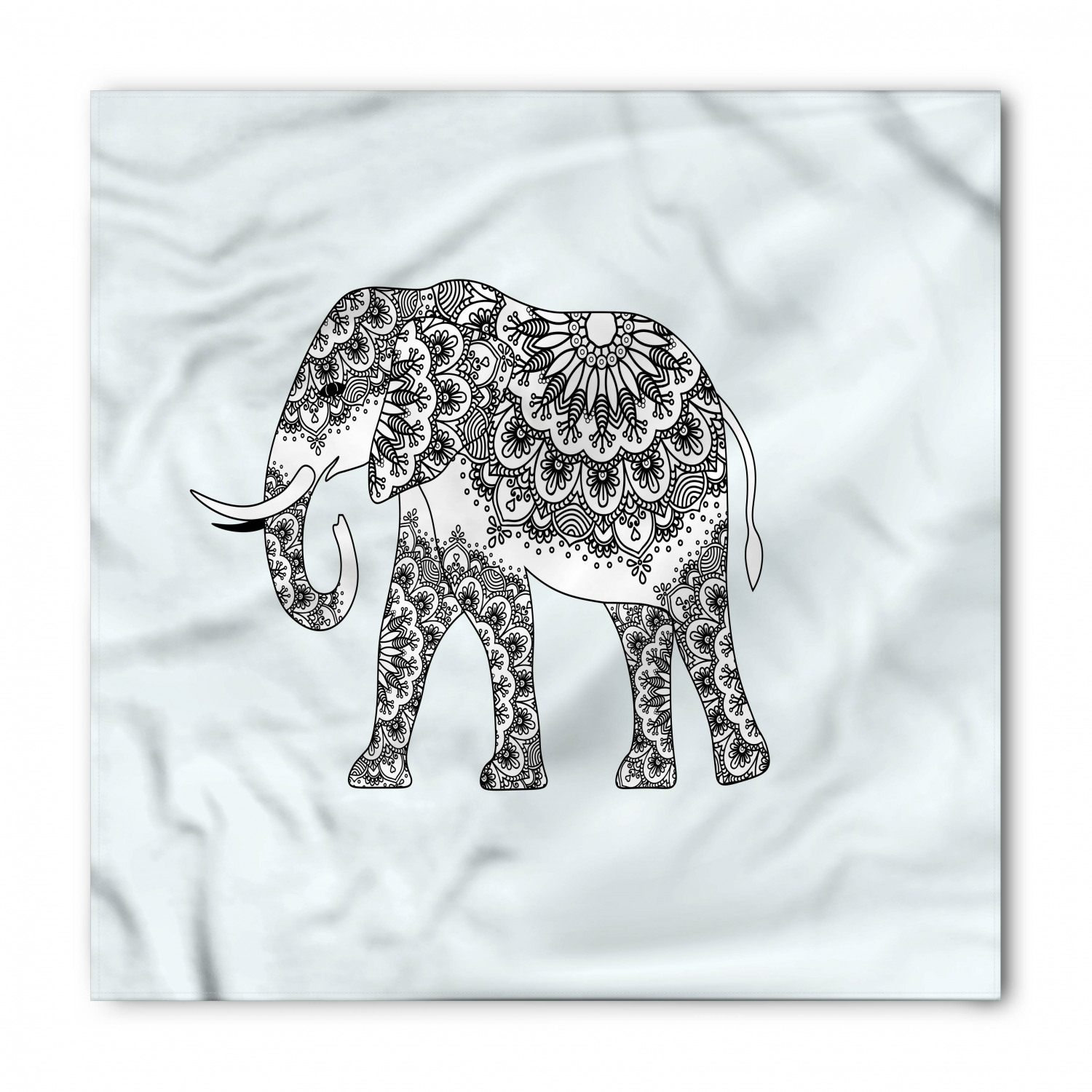 Elephant Mandala Bandana, Monochrome Elephant Side, Unisex Head and ...