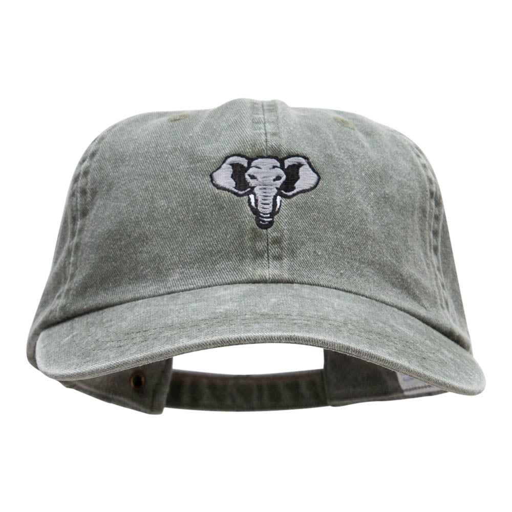 Elephant Mascot Embroidered Pigment Dyed Wash Caps - Olive OSFM ...