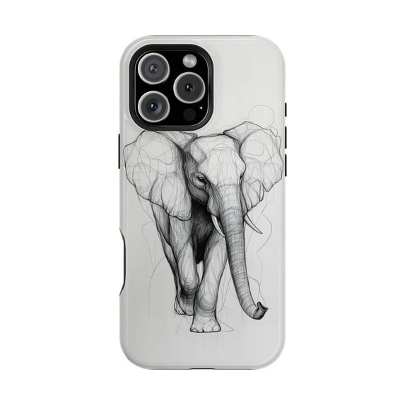 Elephant Minimalist Black Ink Brush Stroke Aesthetic Case with iPhone ...