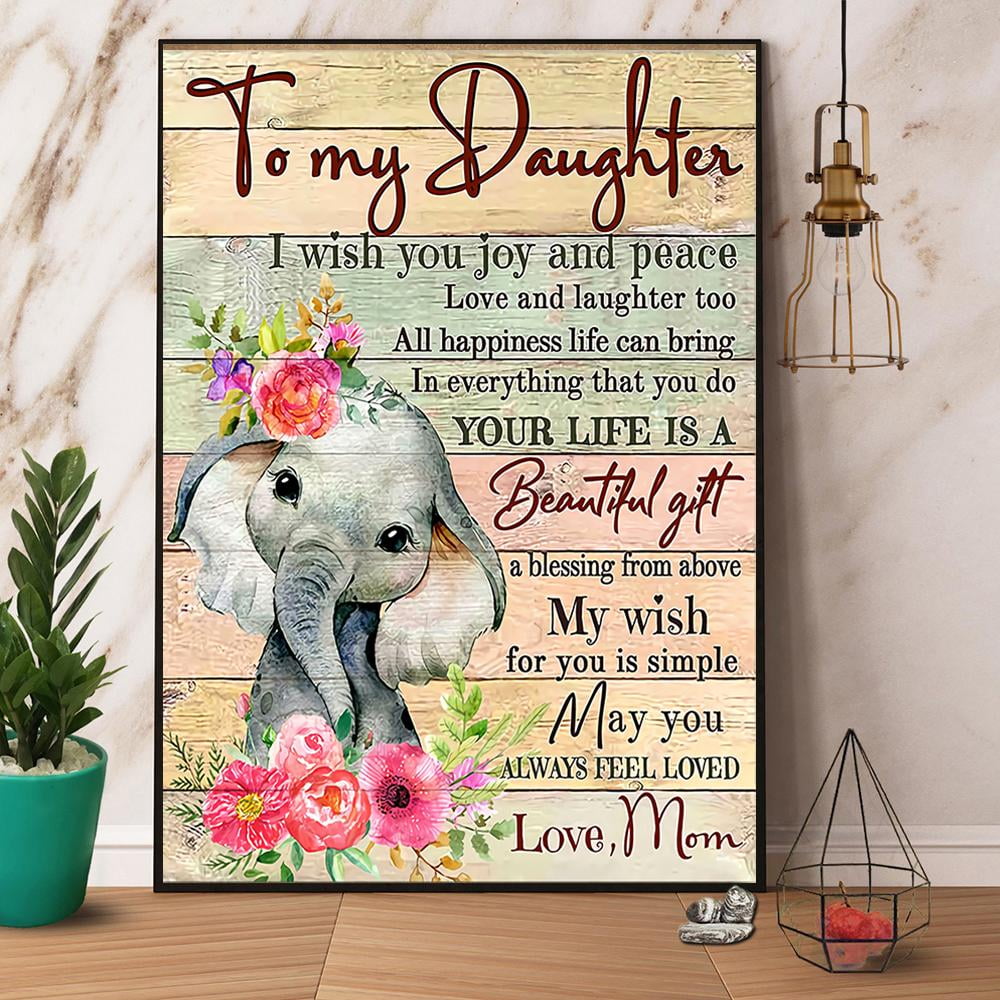 Elephant Mom To My Daughter I Wish You Joy And Peace Paper Poster No ...