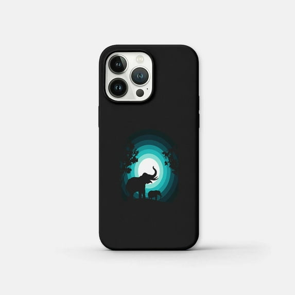 Elephant Night Scene Phone Case Moonlit Nature Art for iPhone 17 to 11 ...