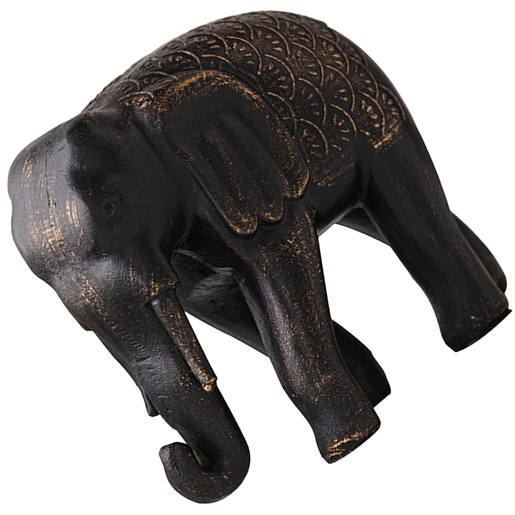 Clispeed Vintage Black Resin Elephant Ornament for Room and Table Decor ...