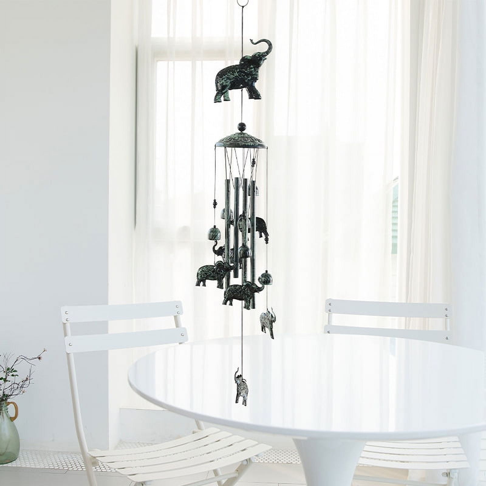 Elephant Outdoor Wind Chimes，Chime with 4 Aluminum Tubes & 6 Wind Bell ...