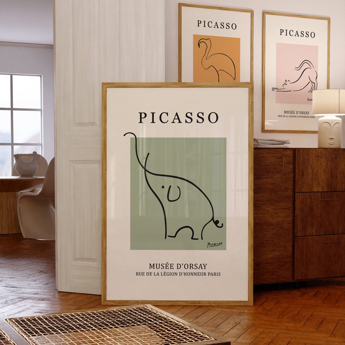 Elephant Picasso Wall Decor, Line Drawing Art Prints, Pablo Picasso ...