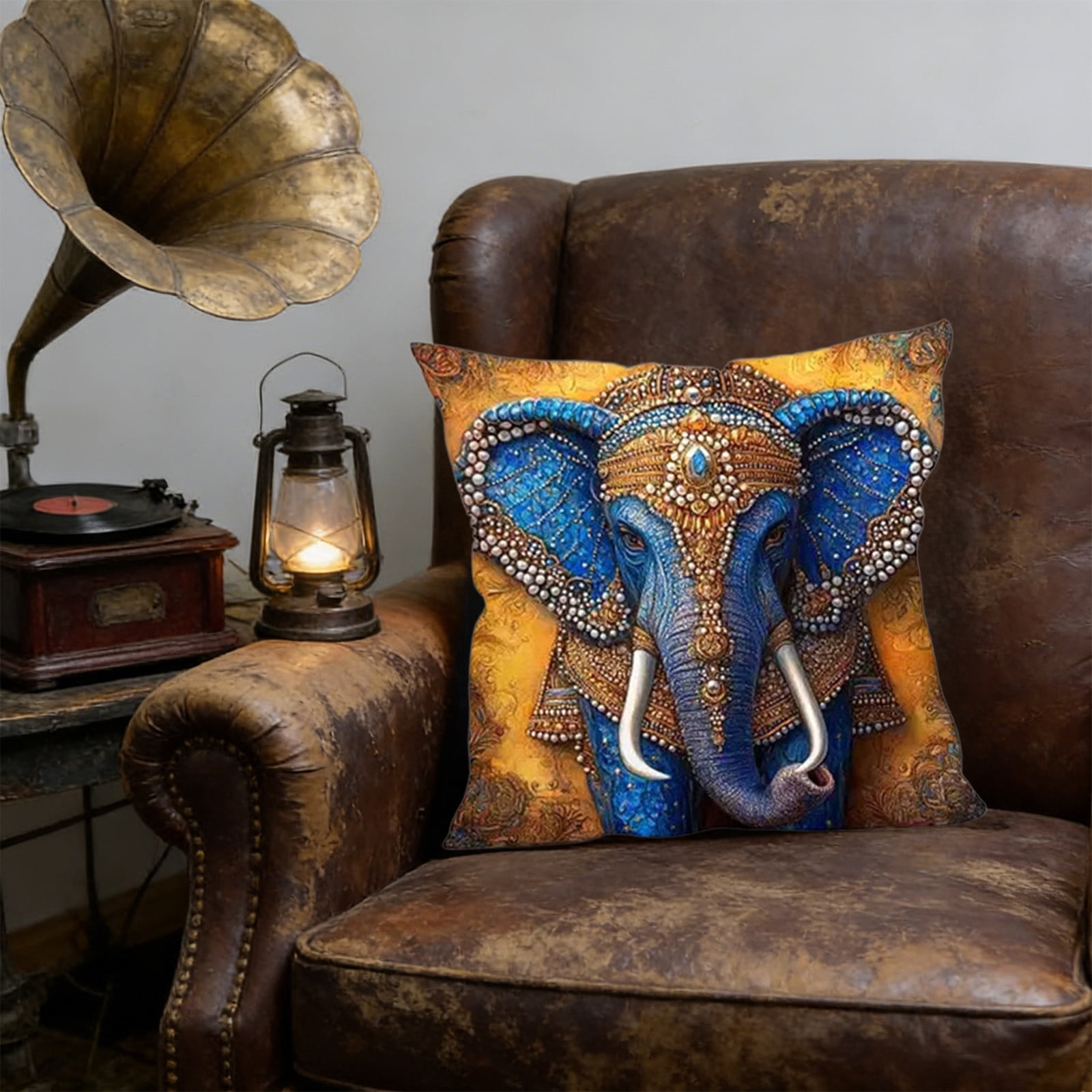 Elephant Pillow Covers, Colorful Blue Elephant Art Decorative Throw ...