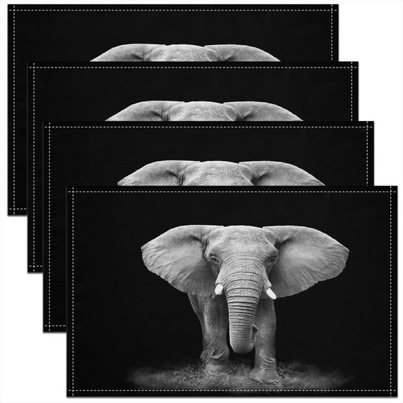 Elephant Placemats Set of 4, South Africa Wild Animal Elephant Table ...