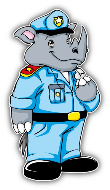 Elephant Policeman Cartoon Sticker Phone Decal Water Bottle Stickers ...
