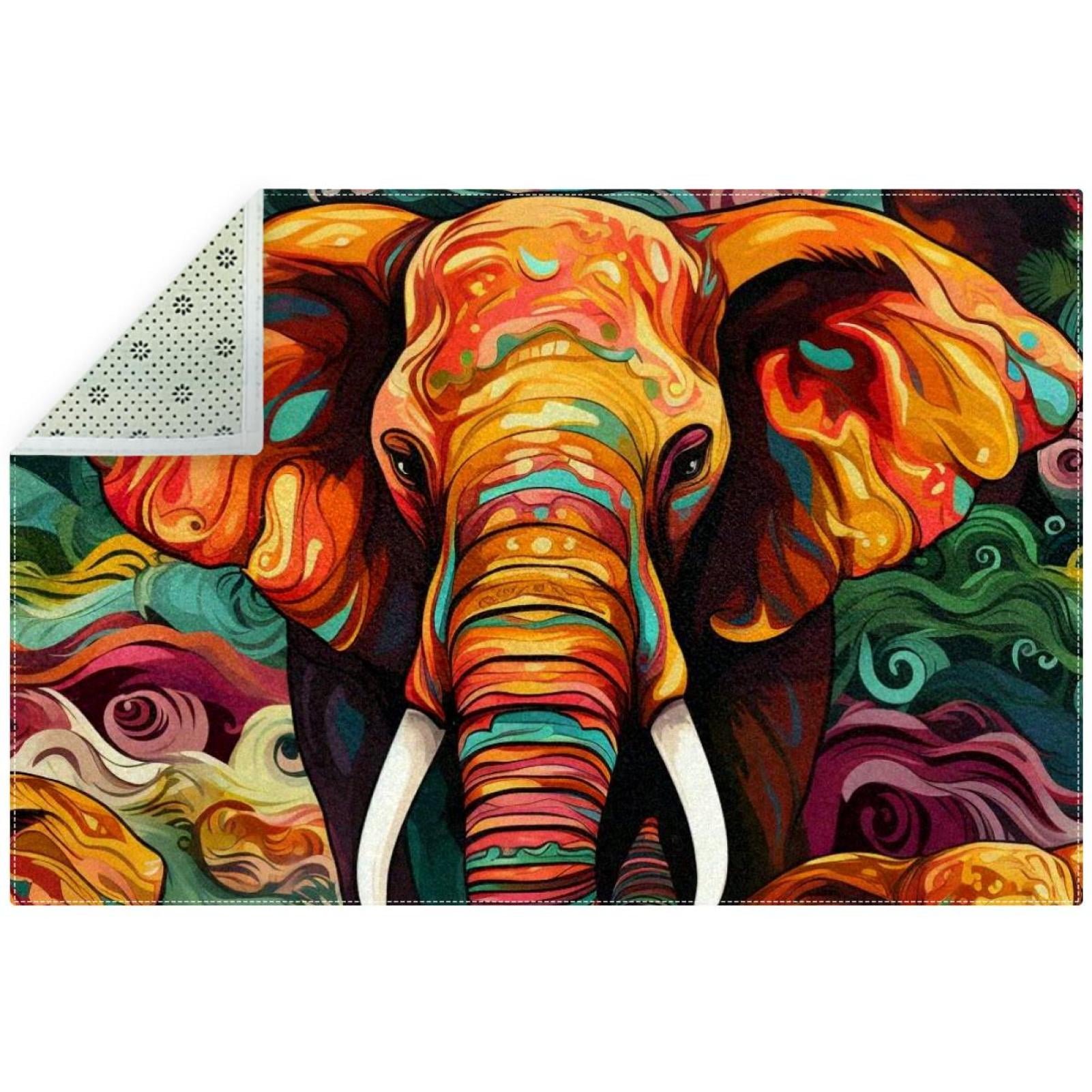 Elephant Polyester Office Mat - Right-Angle Floor Mat for Office Desk ...