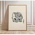Elephant Poster Pattern Animal Wall Art Minimal Folk Style Decor Art ...