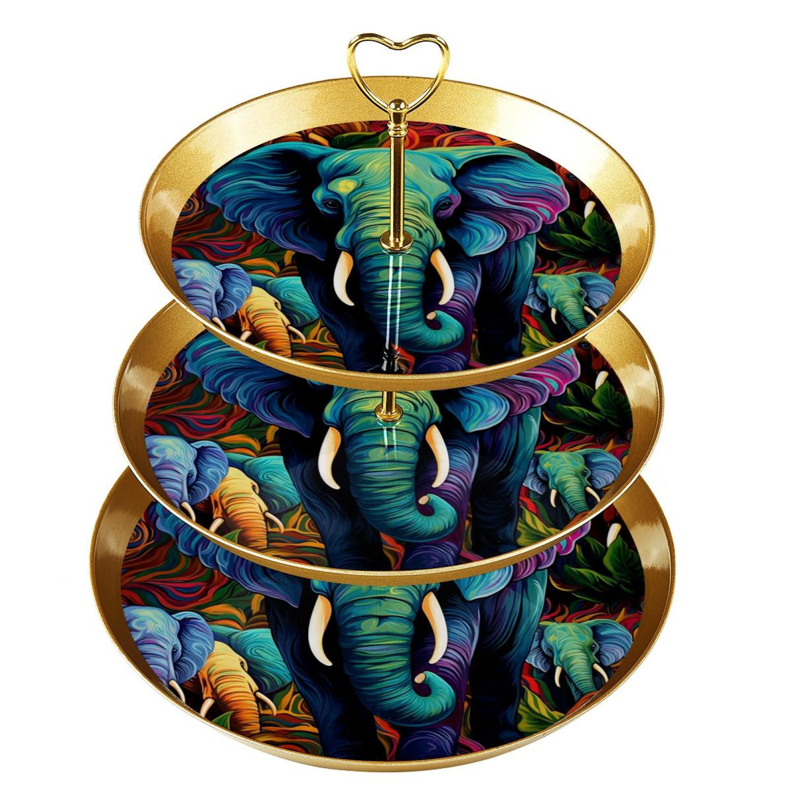 Elephant Premium Plastic Discs Iron Pillars Dessert Table Decor Set ...