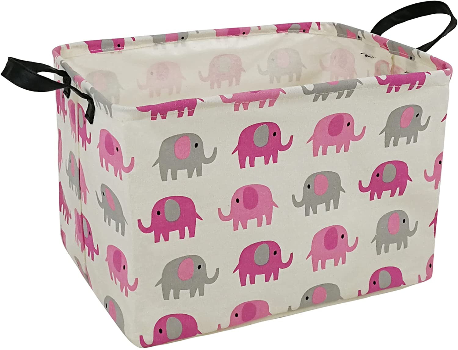 Elephant Print Rectangular Storage Bin Shelf Basket Canvas Fabric Toy ...
