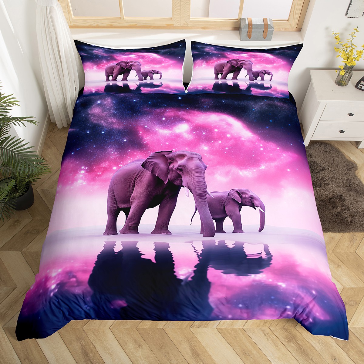 Elephant Queen Bedding Sets for Adult Women 3D Animal Duvet Cover ...