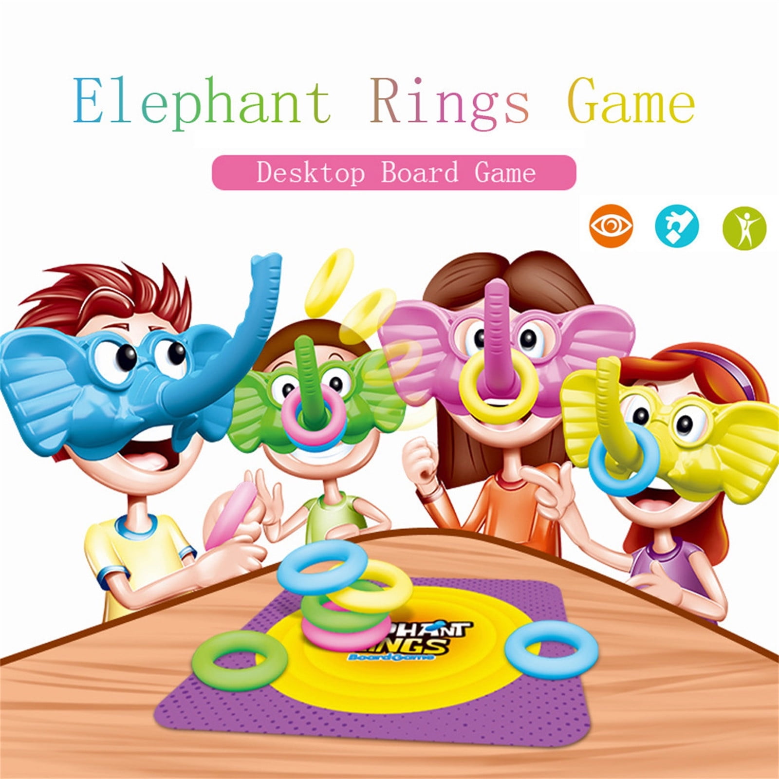 Elephant Rings Board Game,Animal Elephant Ring Toss Game Toy Set for ...
