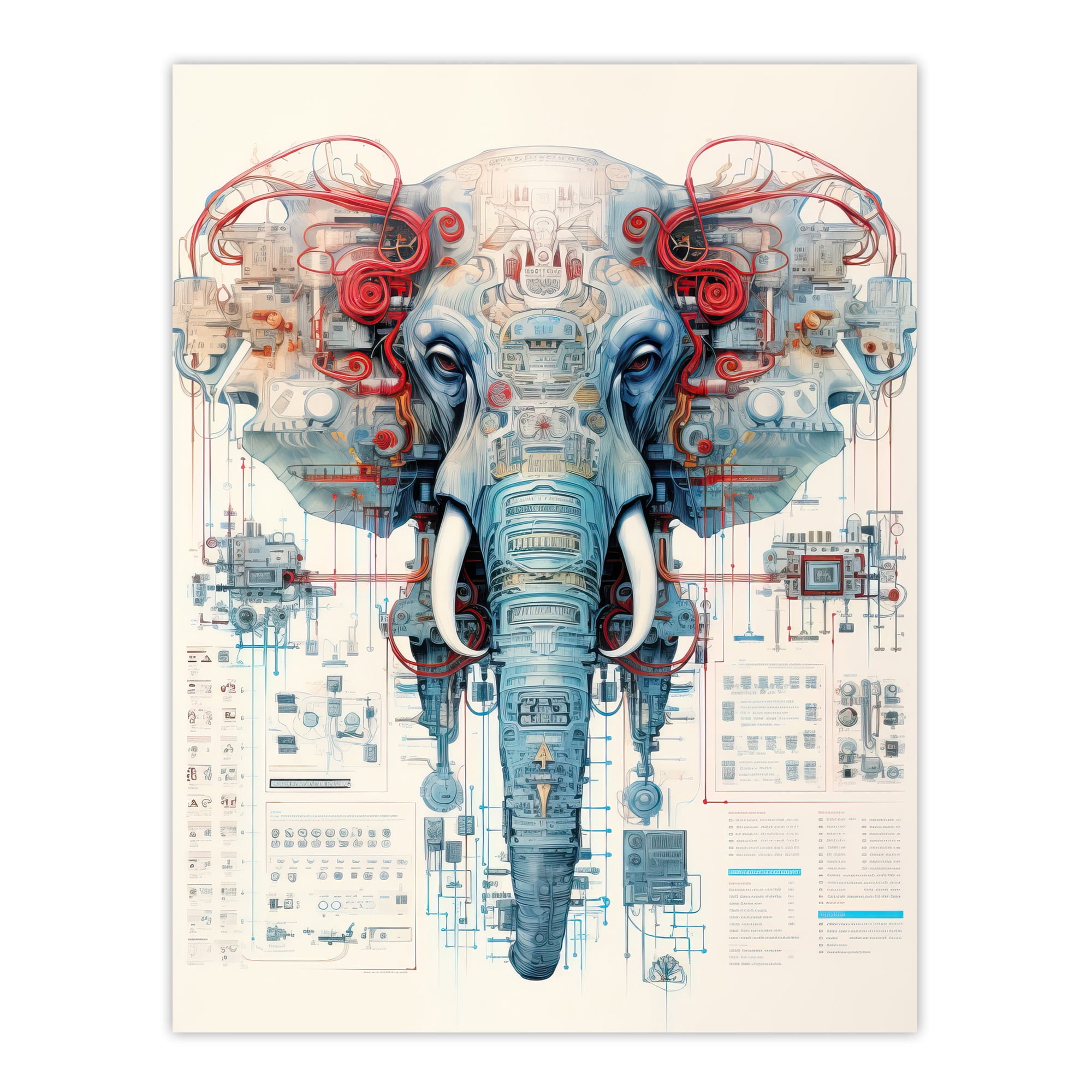 Elephant Robot Hybrid Schematic Blueprint Futuristic Secret Complex Arcane Manuscript Gift For ...