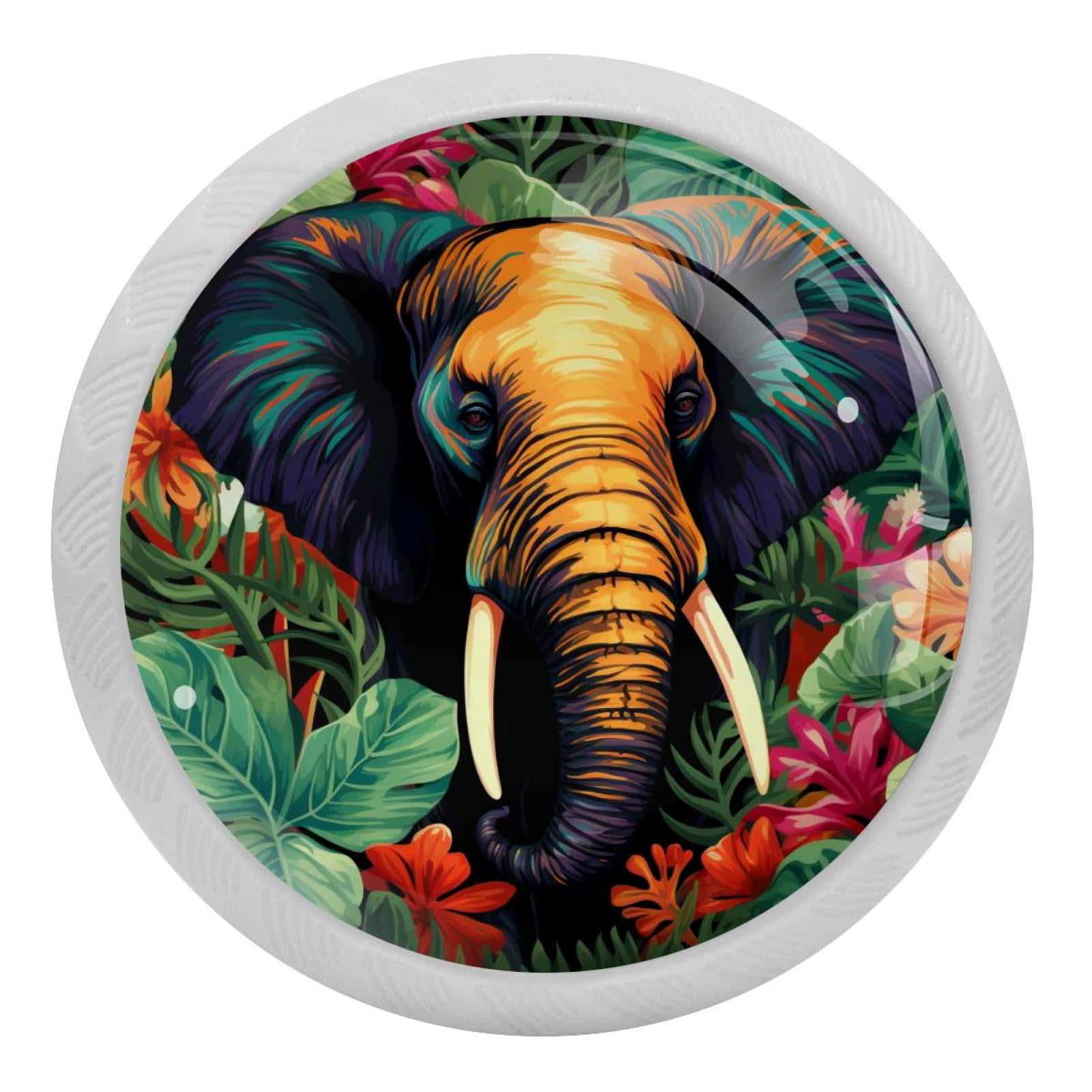 Elephant Round Glow-in-the-Dark Cabinet Knobs with Screws - 4 Pack ...