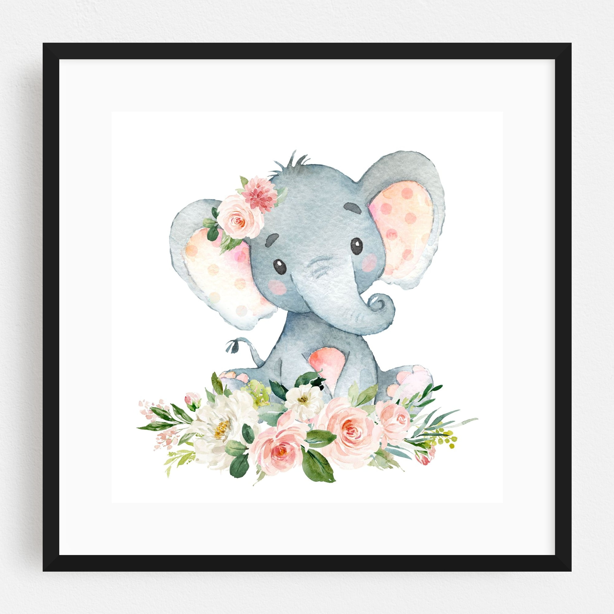 Elephant, Safari Animals, Jungle Animals, Pink Flowers, Girl Nursery ...