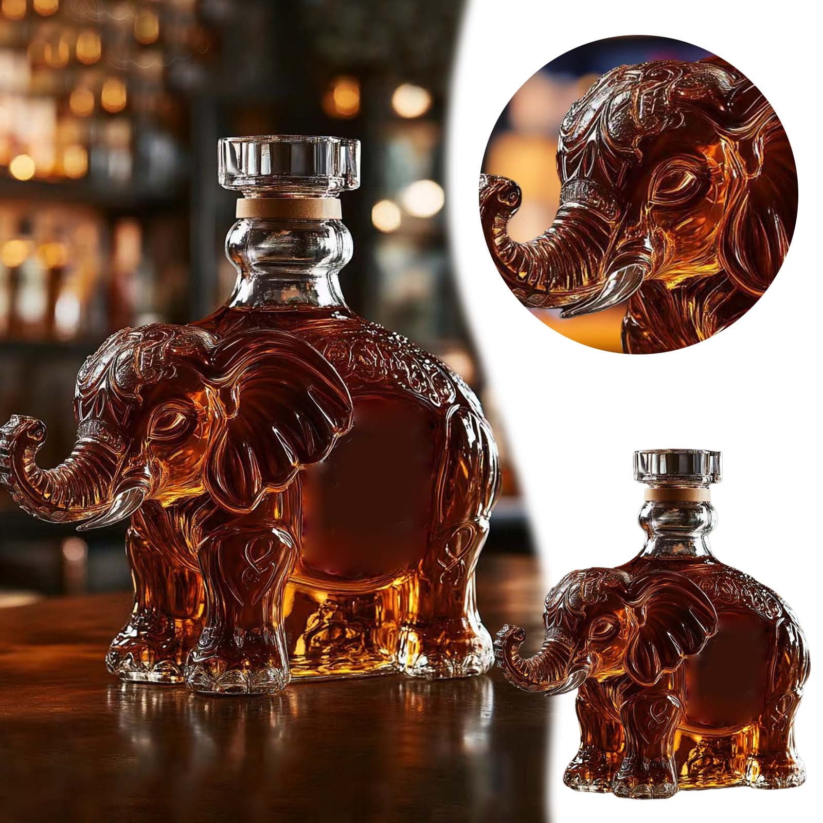 Elephant-Shaped Decanter Set â Unique Glass Bar Decor, Durable Gift for ...