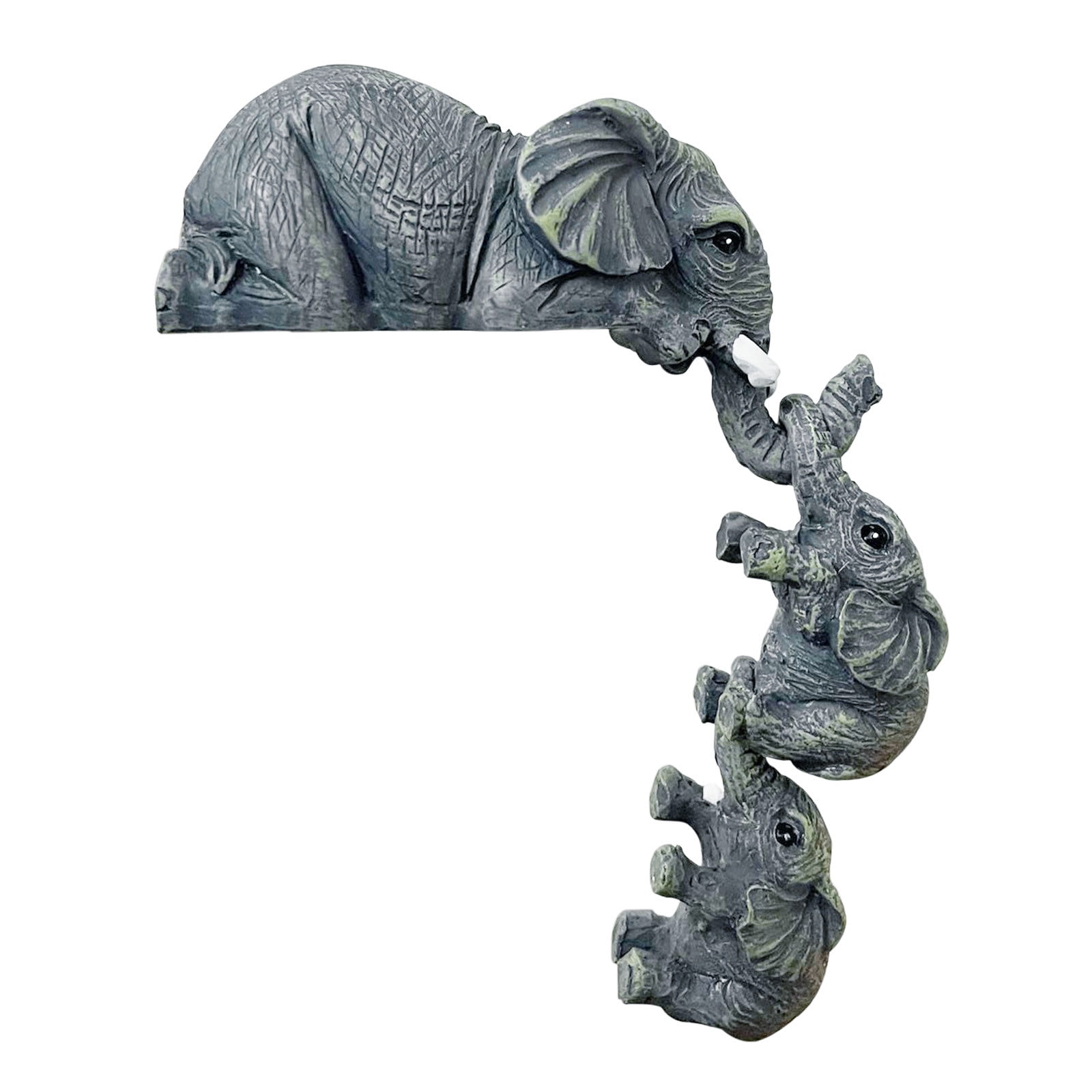 Elephant Shelf Sitter Figurines,Mother Elephant Hanging Two Baby ...