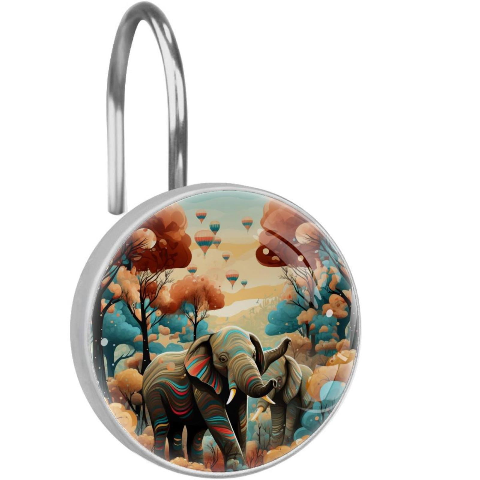 Elephant Shower Curtain Hooks （Set of 12） for Home Hotel Shower Rods ...
