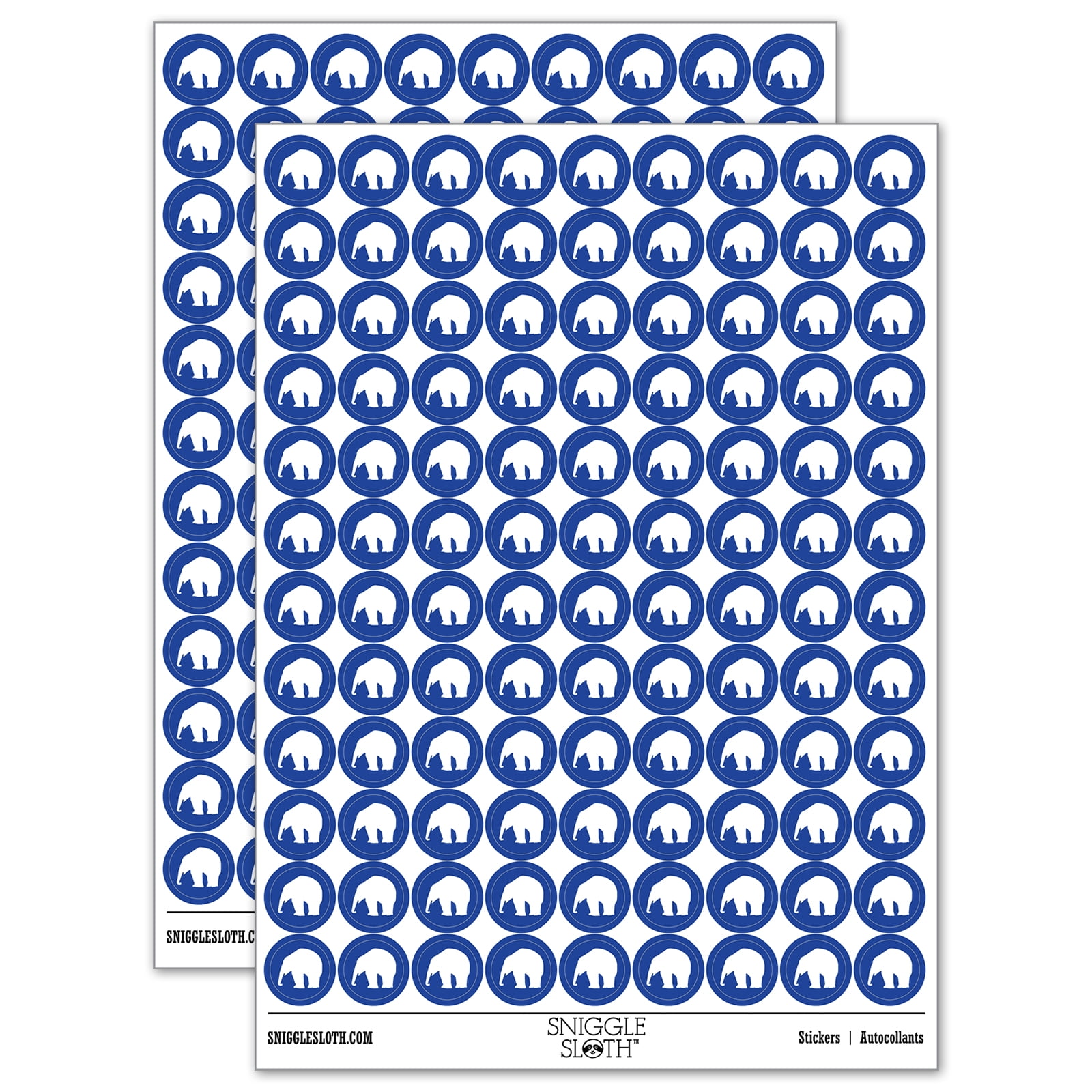 Elephant Side View Solid 200+ Round Stickers - Dark Blue - Matte Finish ...