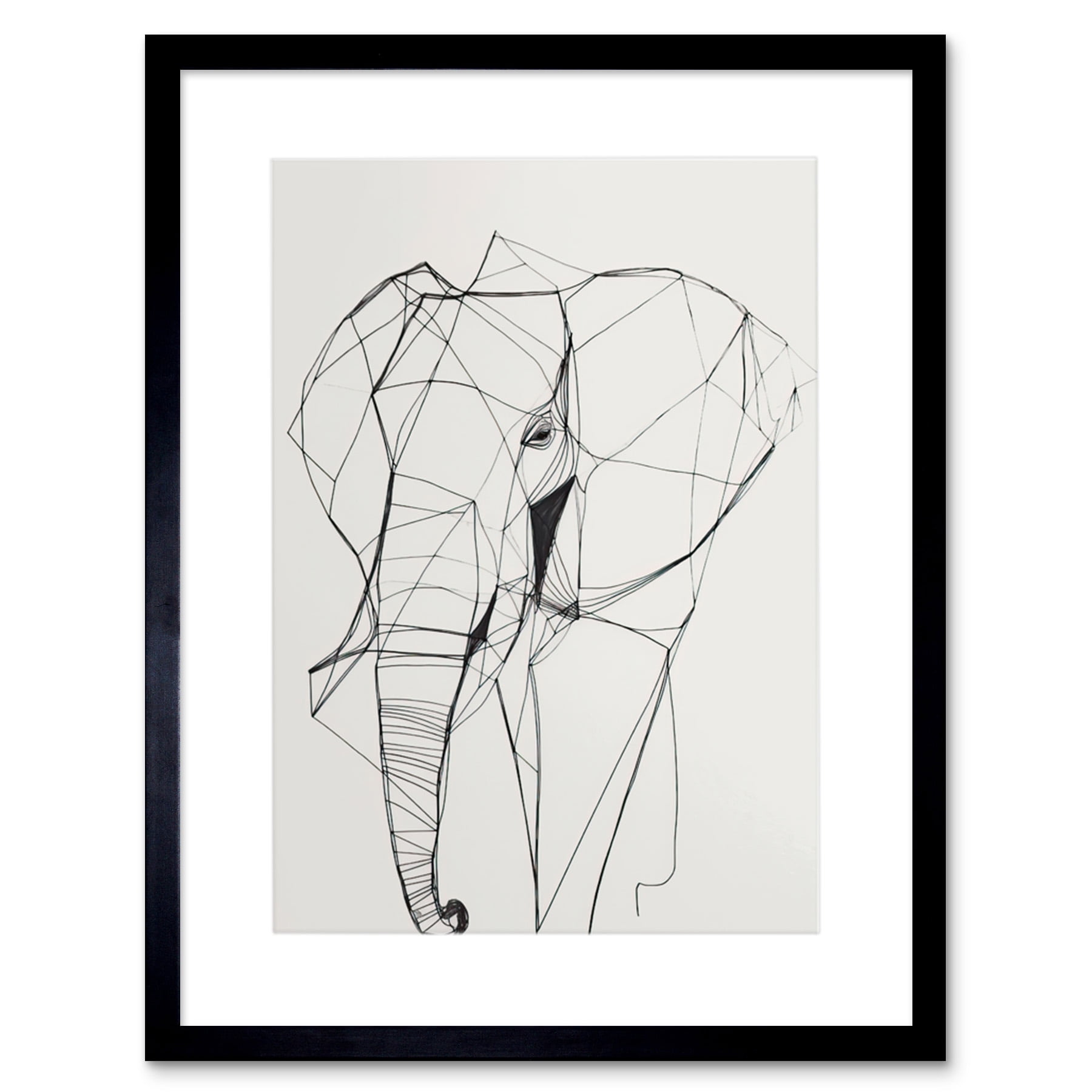 Elephant Simple Polygon Line Drawing Illustration Artwork Framed Wall ...