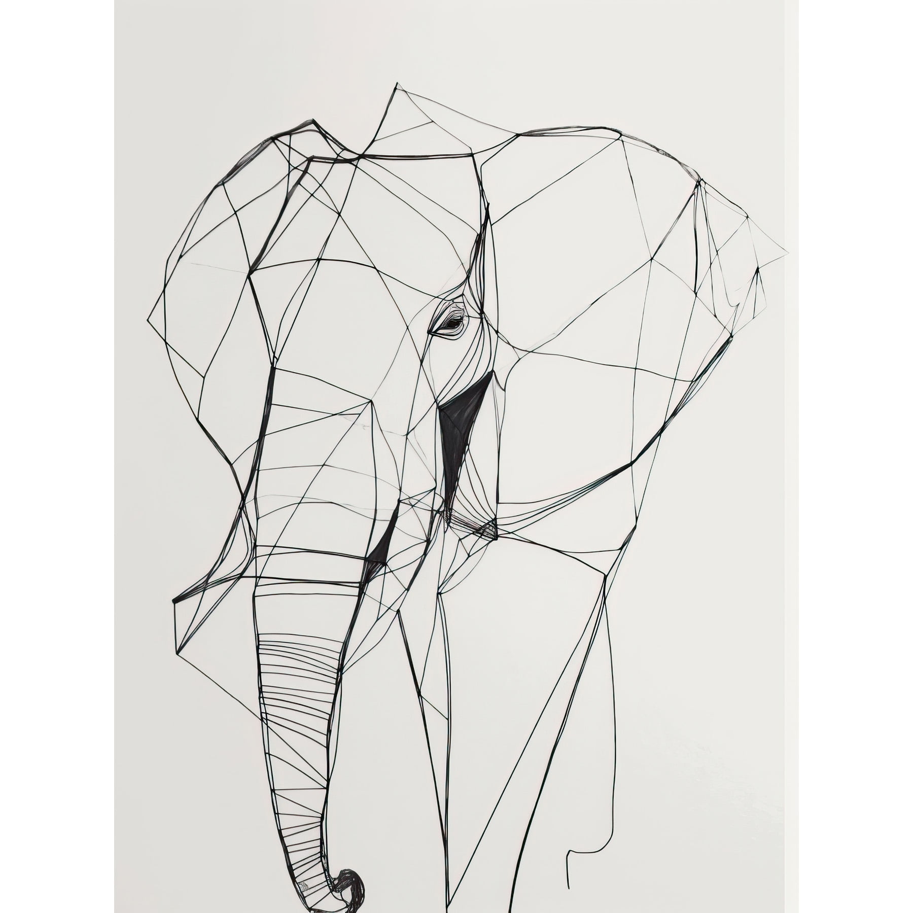 Elephant Simple Polygon Line Drawing Illustration Extra Large XL Wall ...