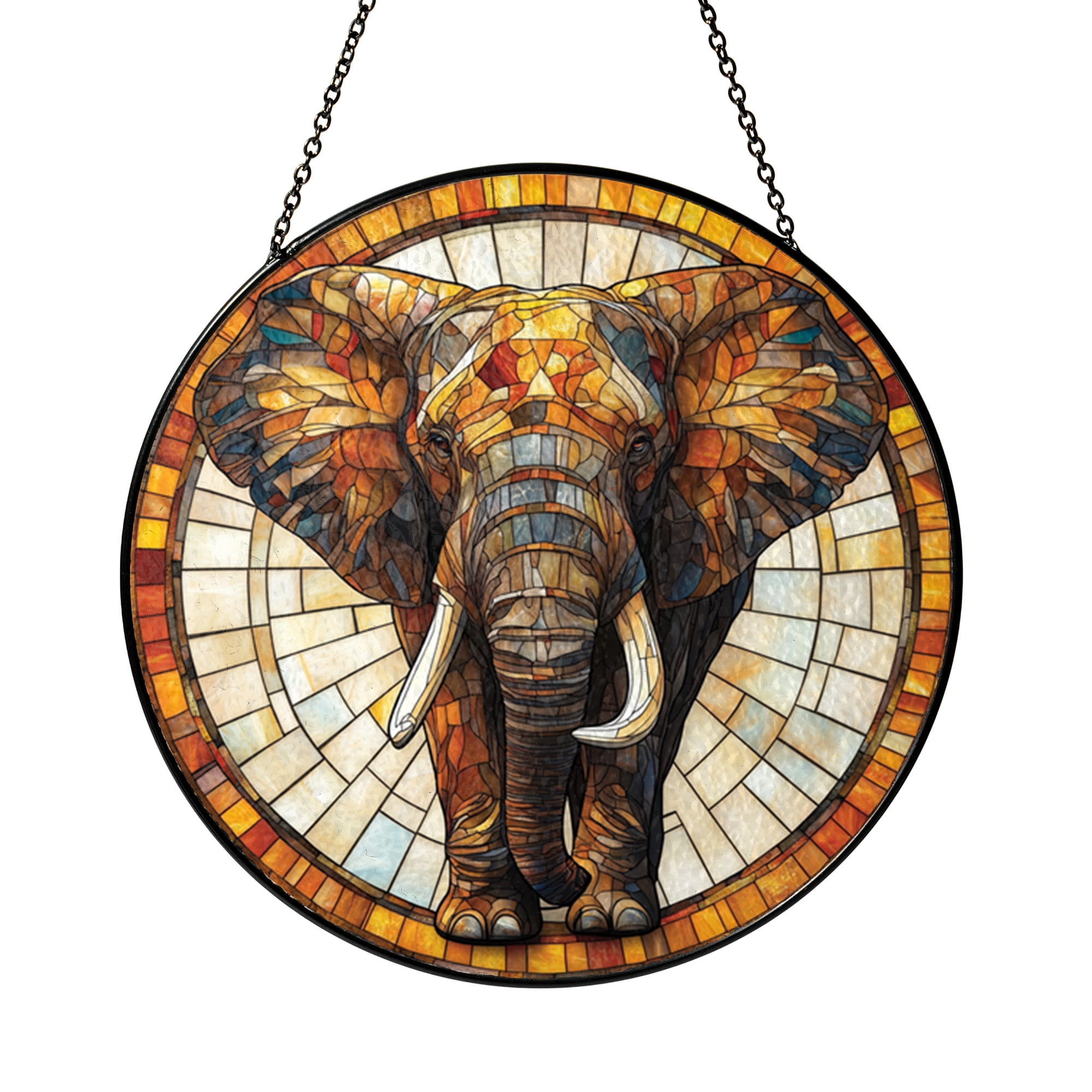 Elephant Stained Glass Style Suncatcher – Jungle Window Decor - Walmart.com