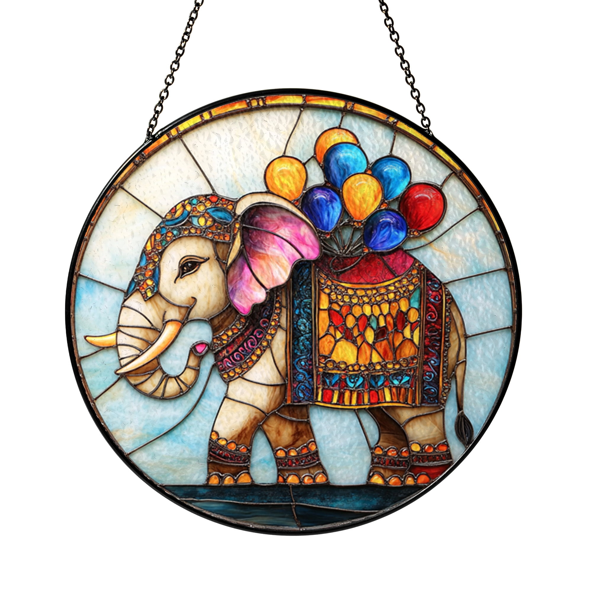 Elephant Stained Glass Style Suncatcher – Whimsical Animal Window Decor ...