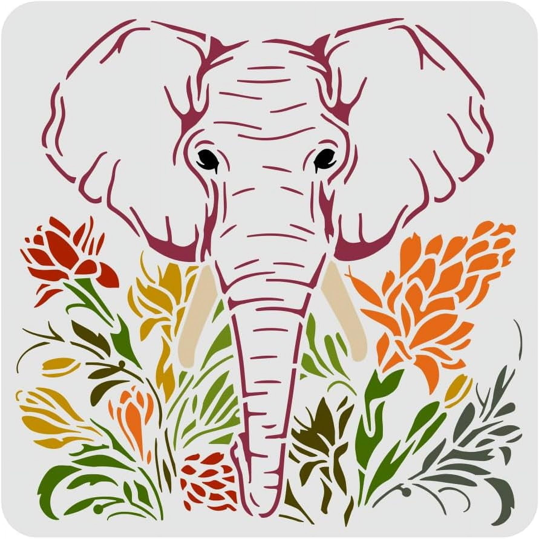 Elephant Stencils Template 11.8x11.8inch Plastic Elephant Animal ...
