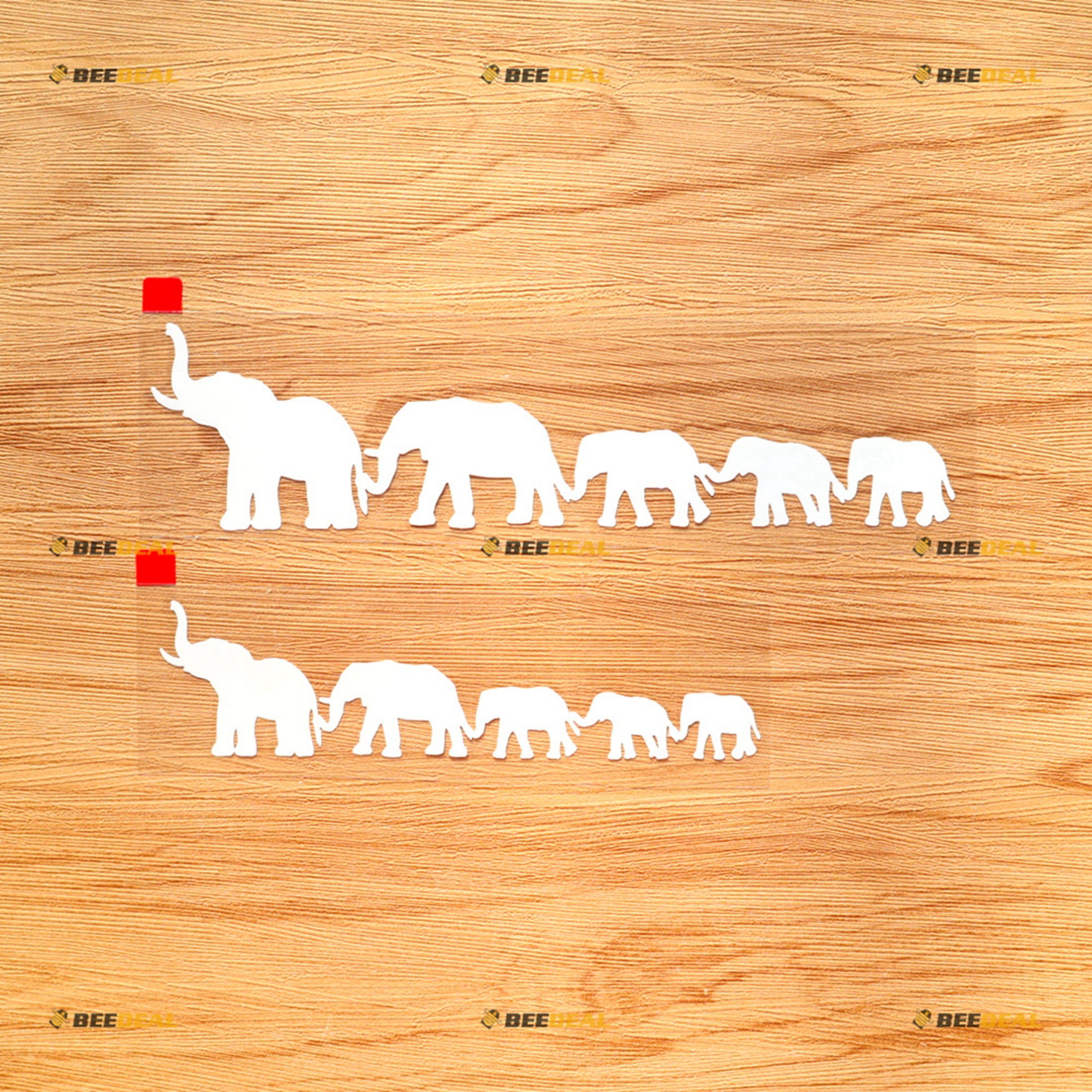 Elephant Stick Family Holding Tails Sticker Decal Vinyl - 2 Pack White ...