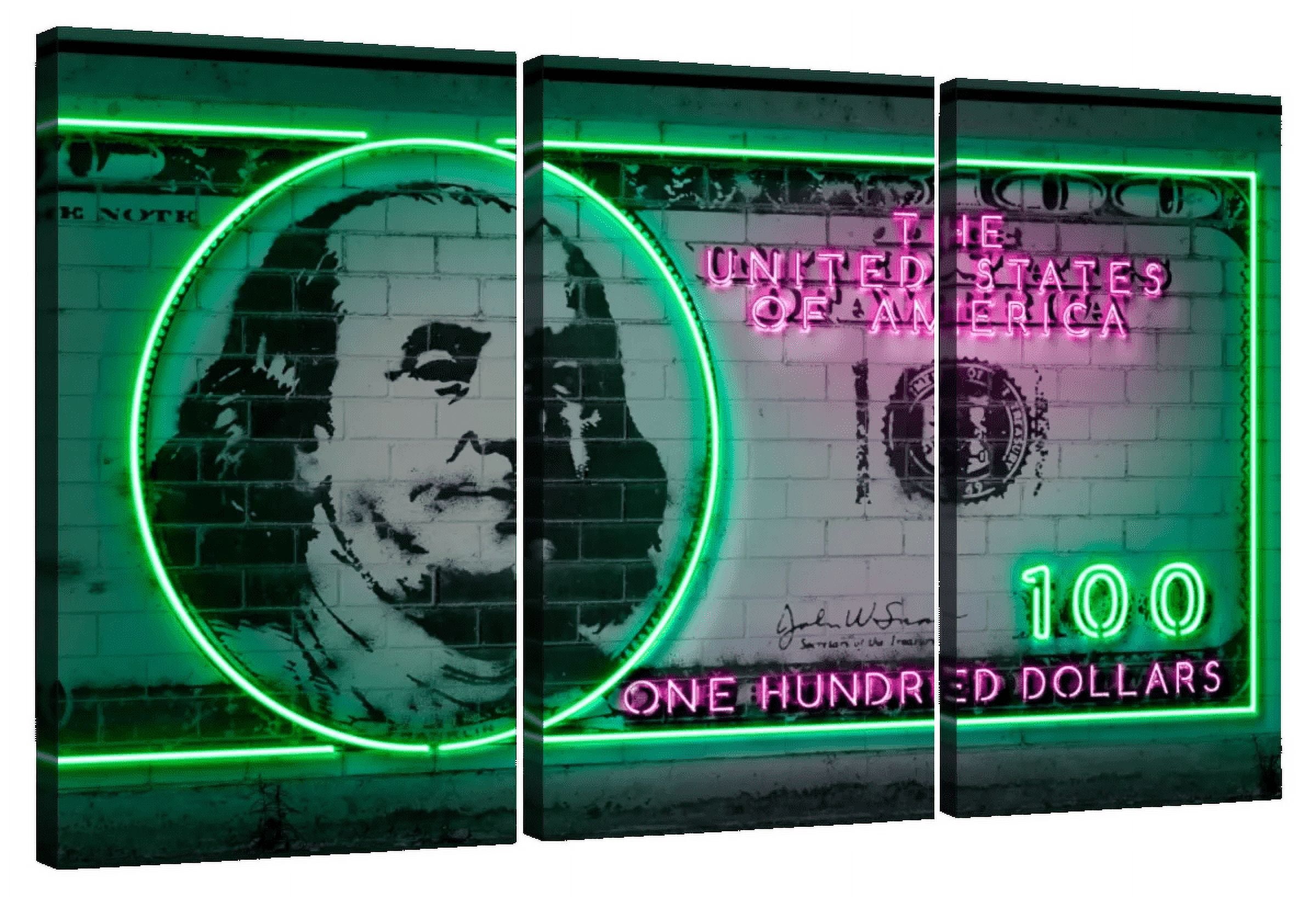 Elephant Stock 100 Dollars Wall Art - Horizontal Multi Panel Canvas ...
