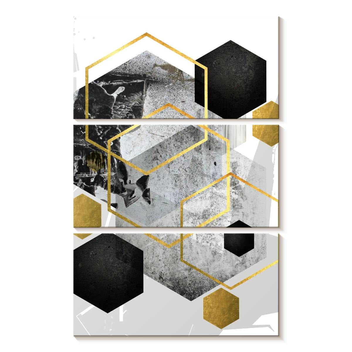 Elephant Stock Abstract Geo Black Gold Wall Art - Vertical Multi Panel ...