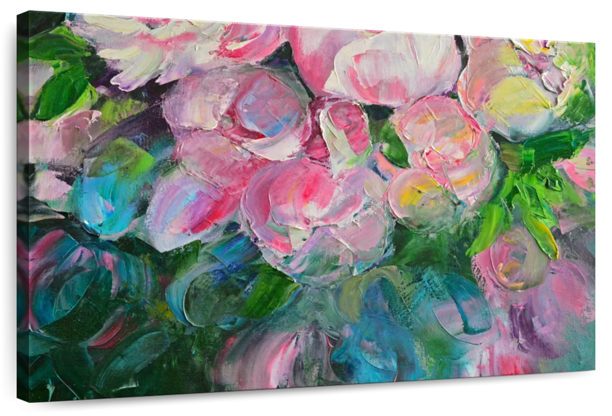Elephant Stock Abstract Peonies Wall Art - Horizontal Canvas Wall Art ...