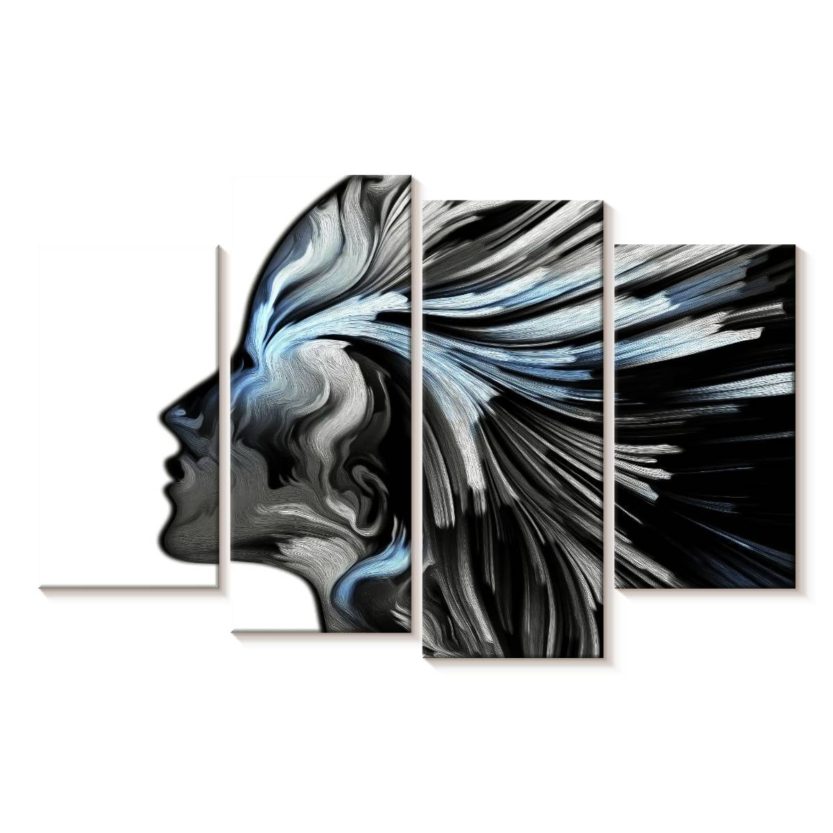 Elephant Stock Abstract Silver Profile Colors Wall Art - Horizontal ...