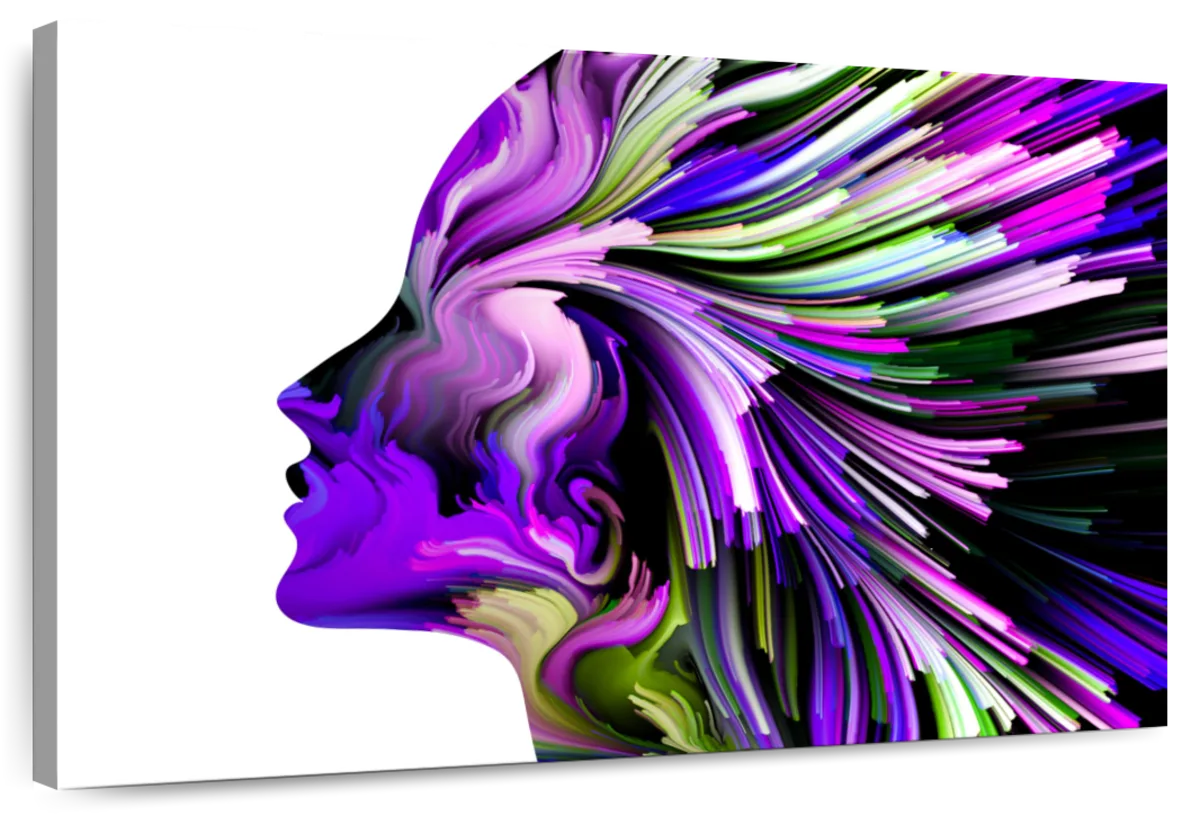 Elephant Stock Abstract Violet Profile Colors Wall Art - People Canvas ...