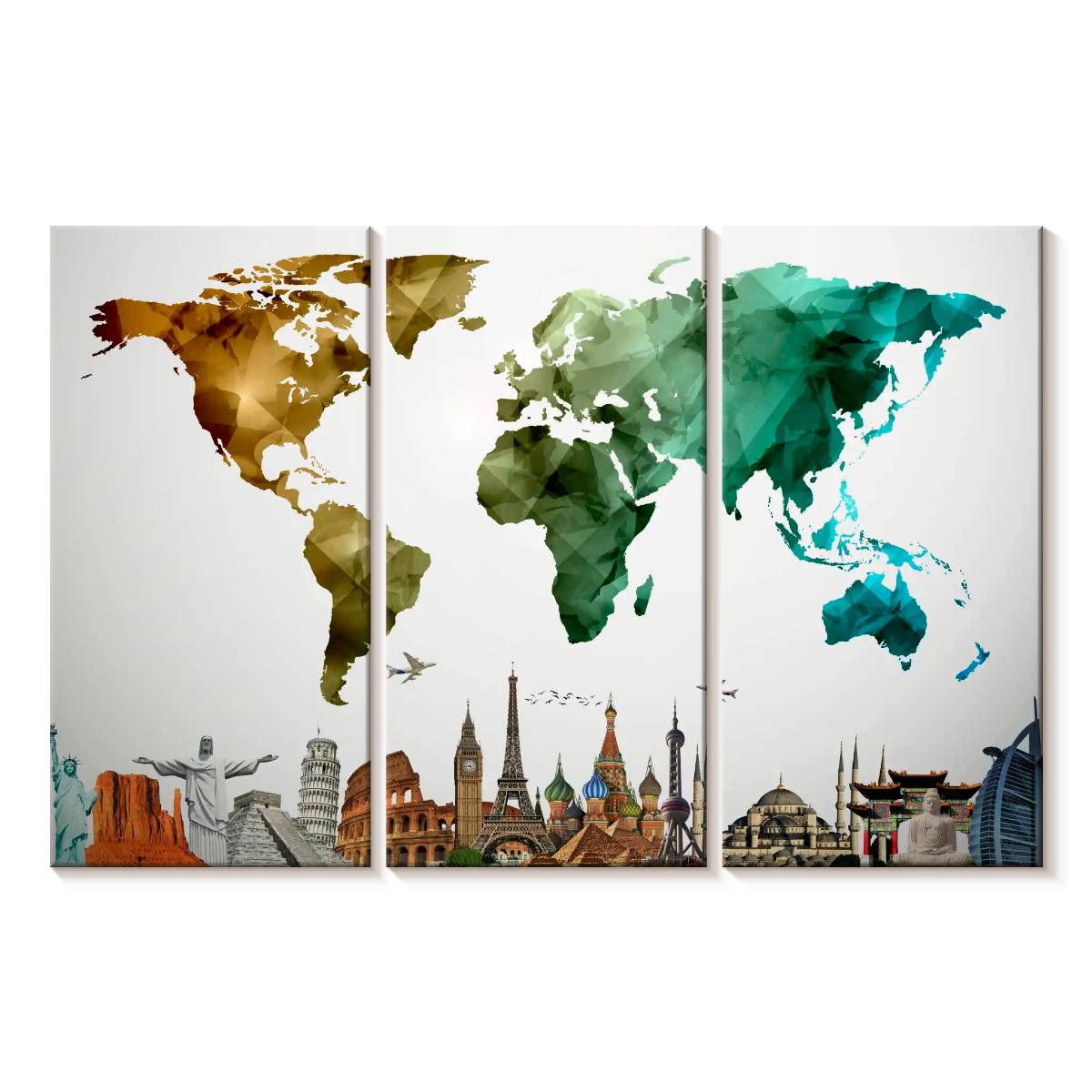 Elephant Stock Abstract World Map Wall Art - Horizontal Multi Panel ...
