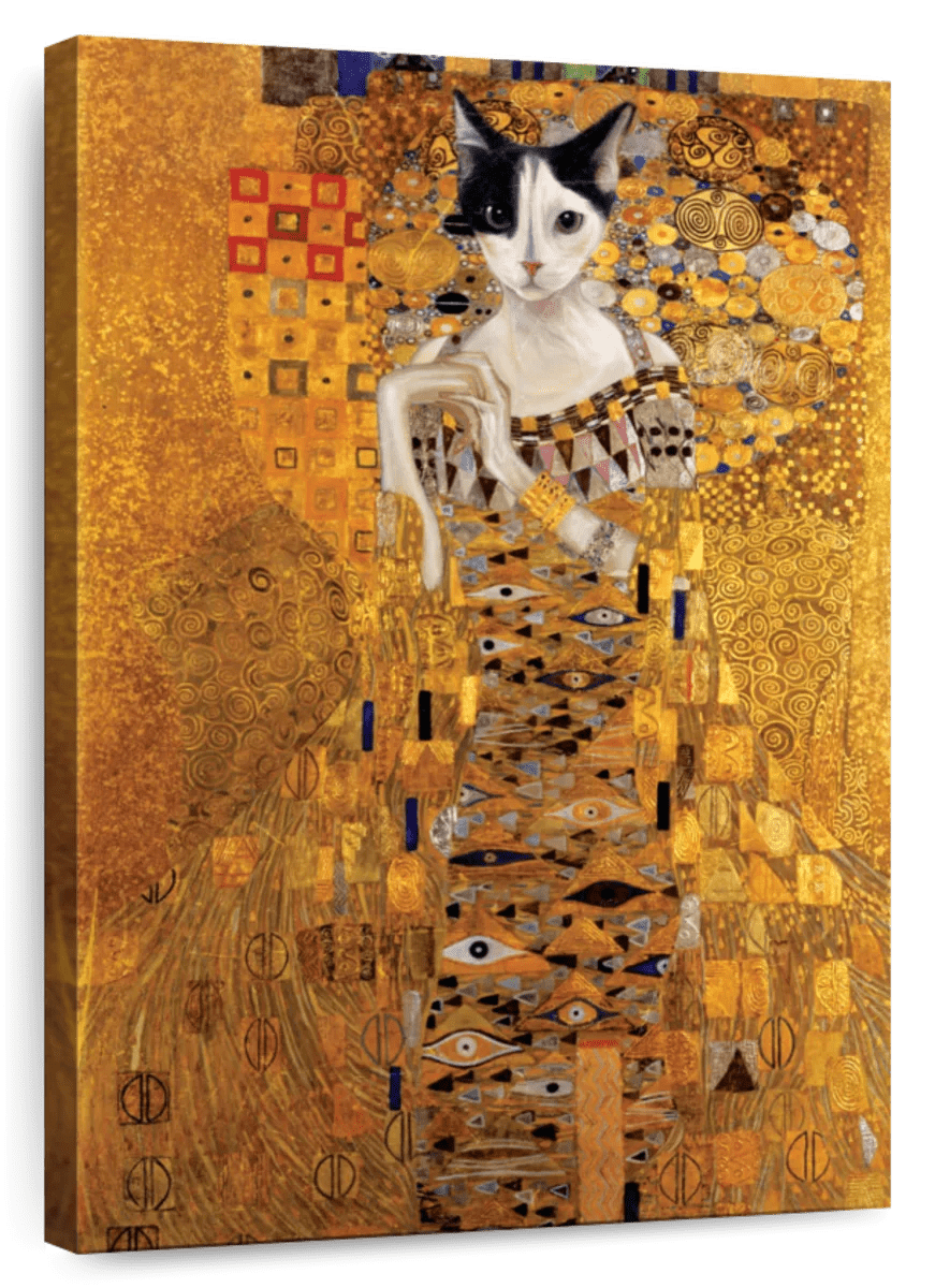 Elephant Stock Adele Bloch-bauer Inspired Cat Klimt Wall Art - Vertical ...