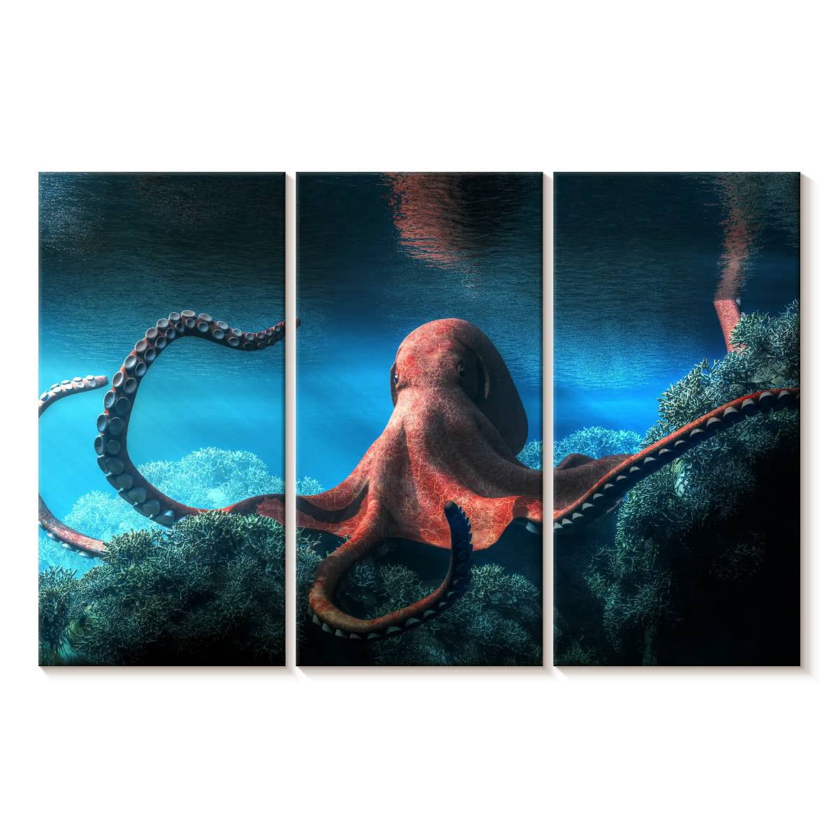 Elephant Stock Adult Octopus Wall Art - Horizontal Multi Panel Canvas ...