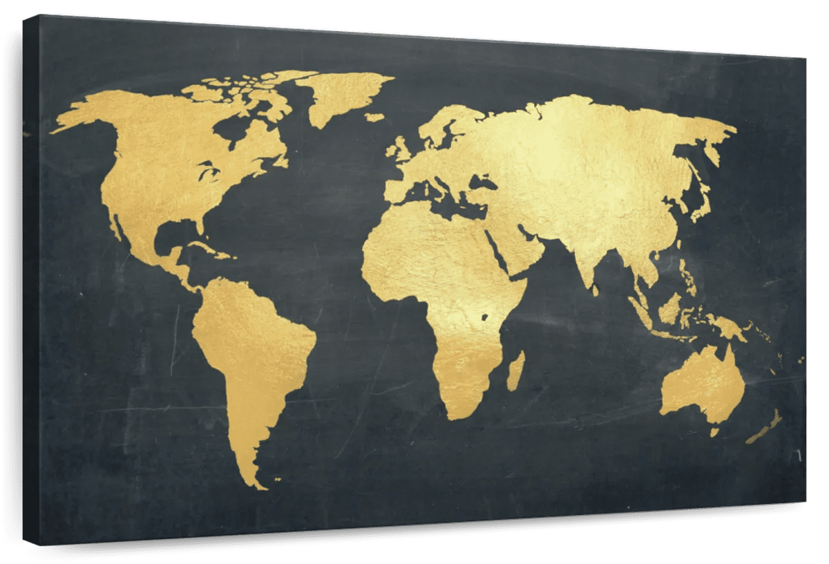 Elephant Stock Adventure Awaits World Map Wall Art - Horizontal Canvas ...