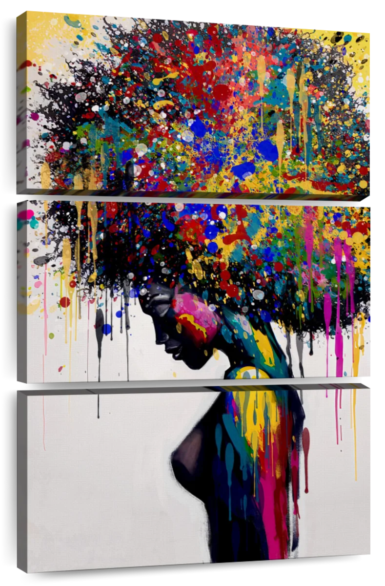 Elephant Stock Afro Color Splash Wall Art - Vertical Multi Panel Canvas ...