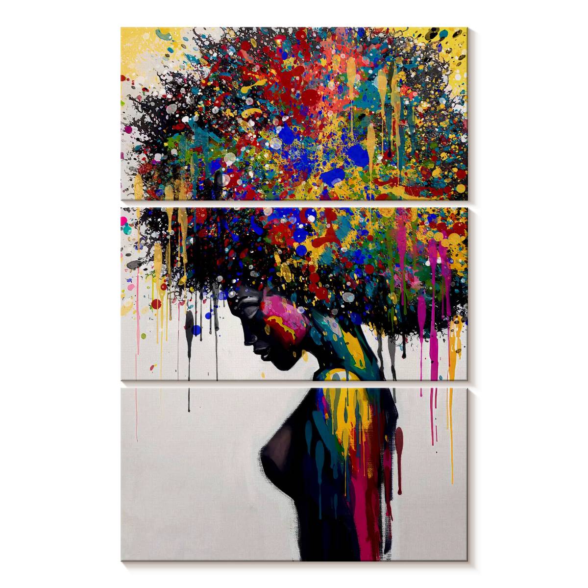 Elephant Stock Afro Color Splash Wall Art - Vertical Multi Panel Canvas ...