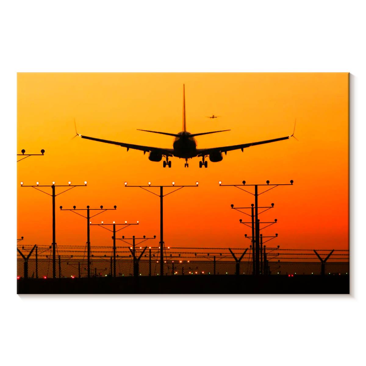 Elephant Stock Airport Landing Silhouette Wall Art - Horizontal Canvas ...