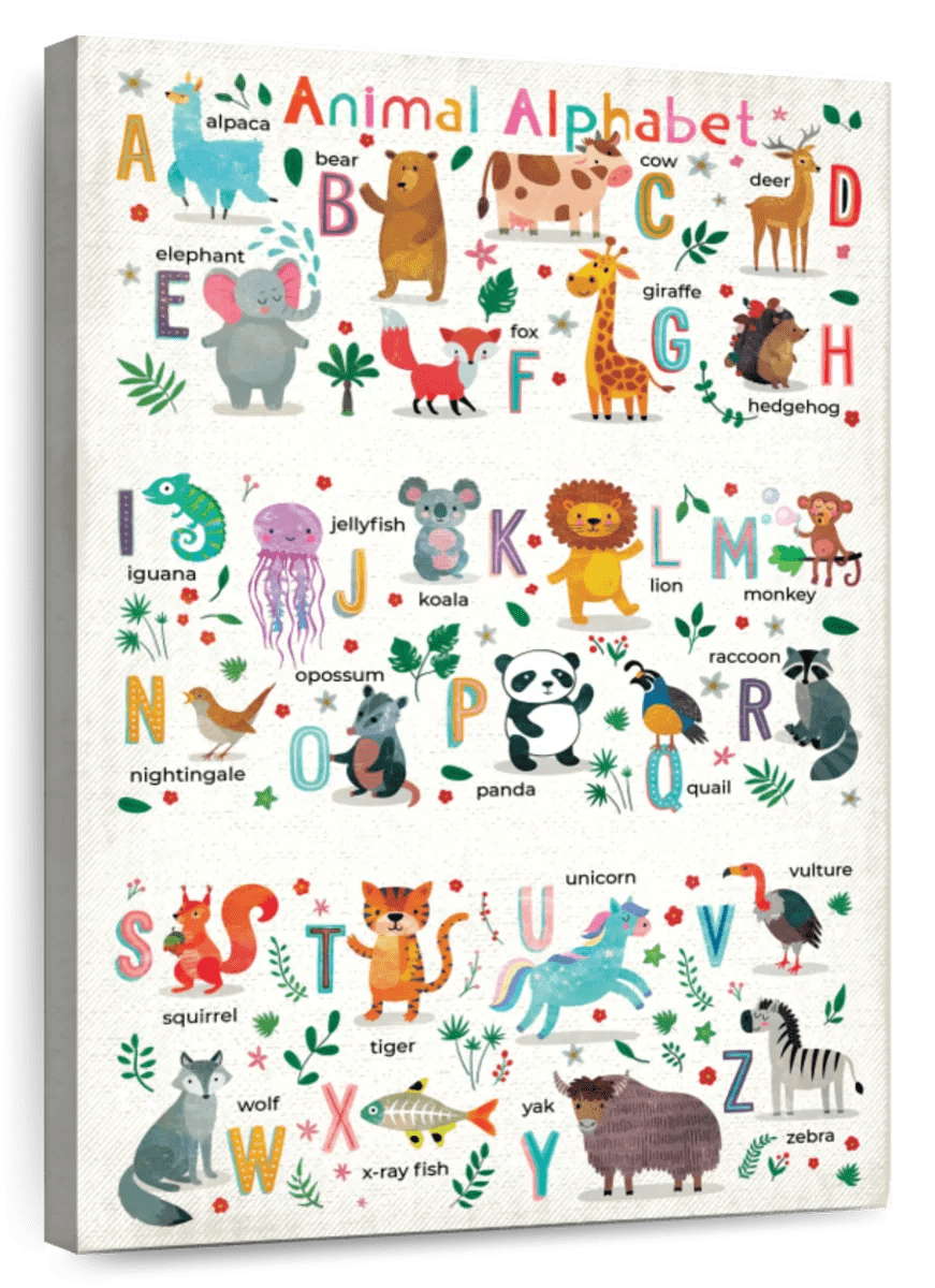 Elephant Stock Alphabet Animals Chart Wall Art - Vertical Canvas Wall ...