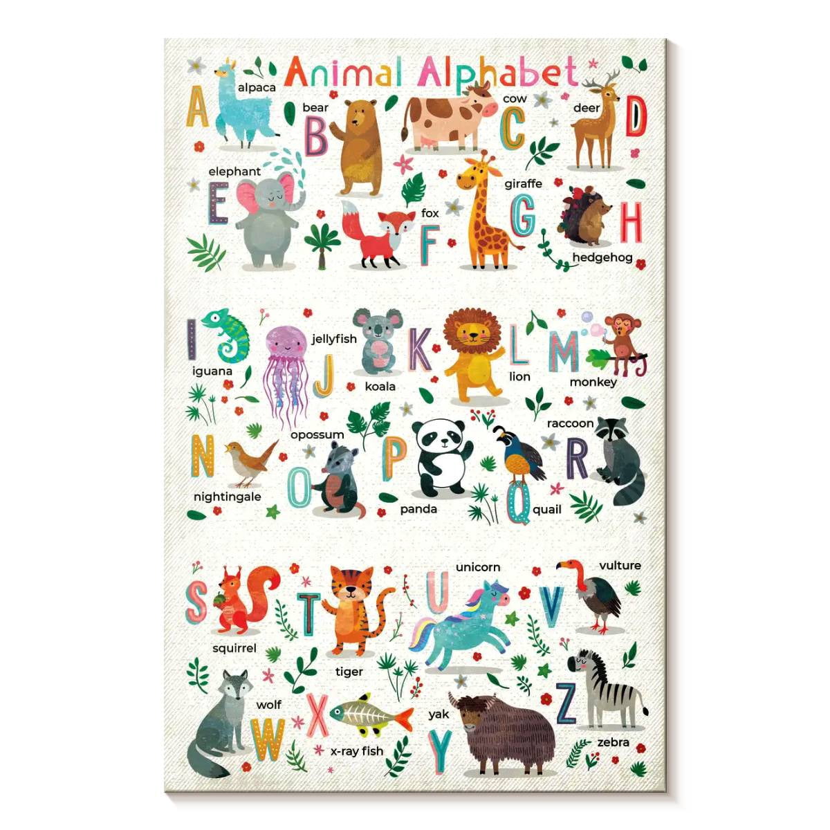 Elephant Stock Alphabet Animals Chart Wall Art - Vertical Canvas Wall ...