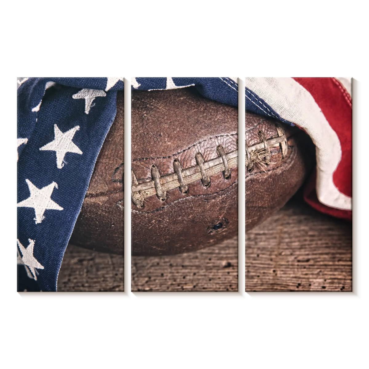 Elephant Stock American Flag Football Wall Art - Horizontal Multi Panel ...