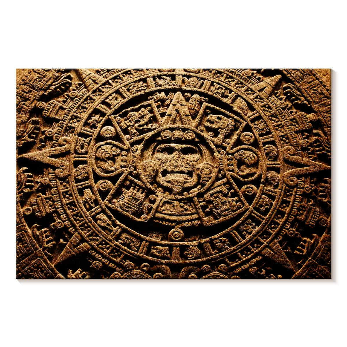 Elephant Stock Ancient Aztec Calendar Wall Art - Horizontal Canvas Wall ...
