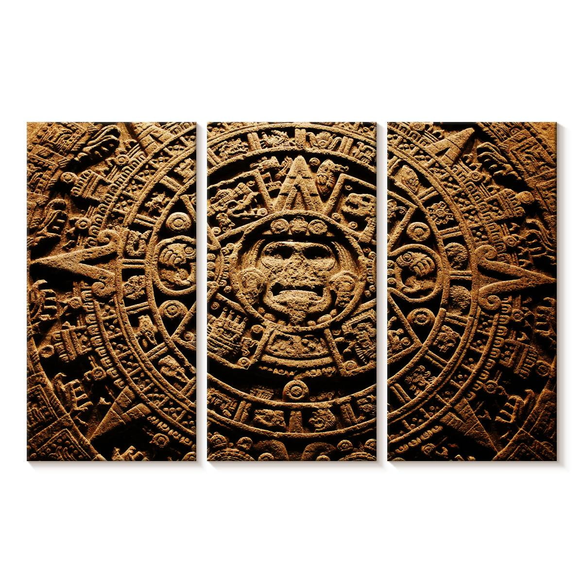 Elephant Stock Ancient Aztec Calendar Wall Art - Horizontal Multi Panel ...