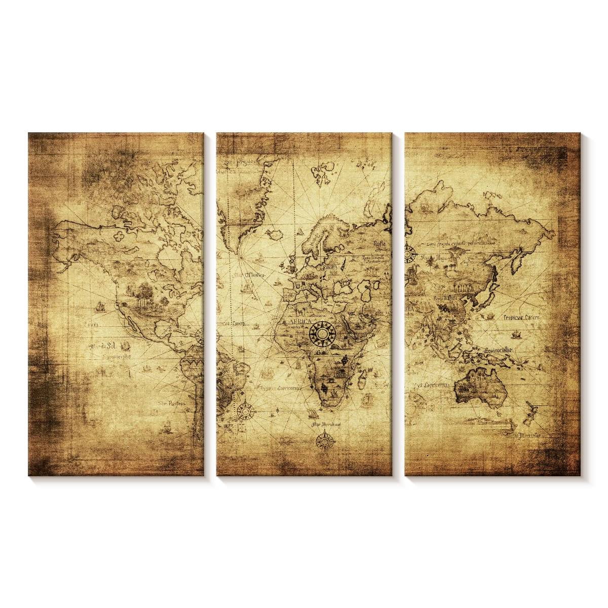 Elephant Stock Ancient World Map Wall Art - Horizontal Multi Panel ...